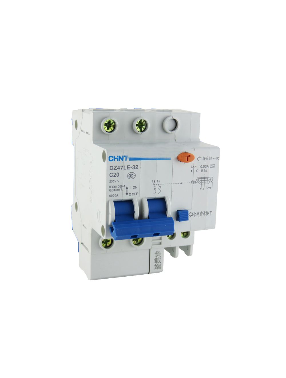 New In stock, Chint Circuit Breaker DZ47LE-32 C20 2P - chint circuit-breaker - Okmarts Supply