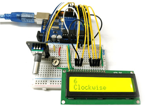 Arduino board UNO, rotary encoder connected with Arduino development ...
